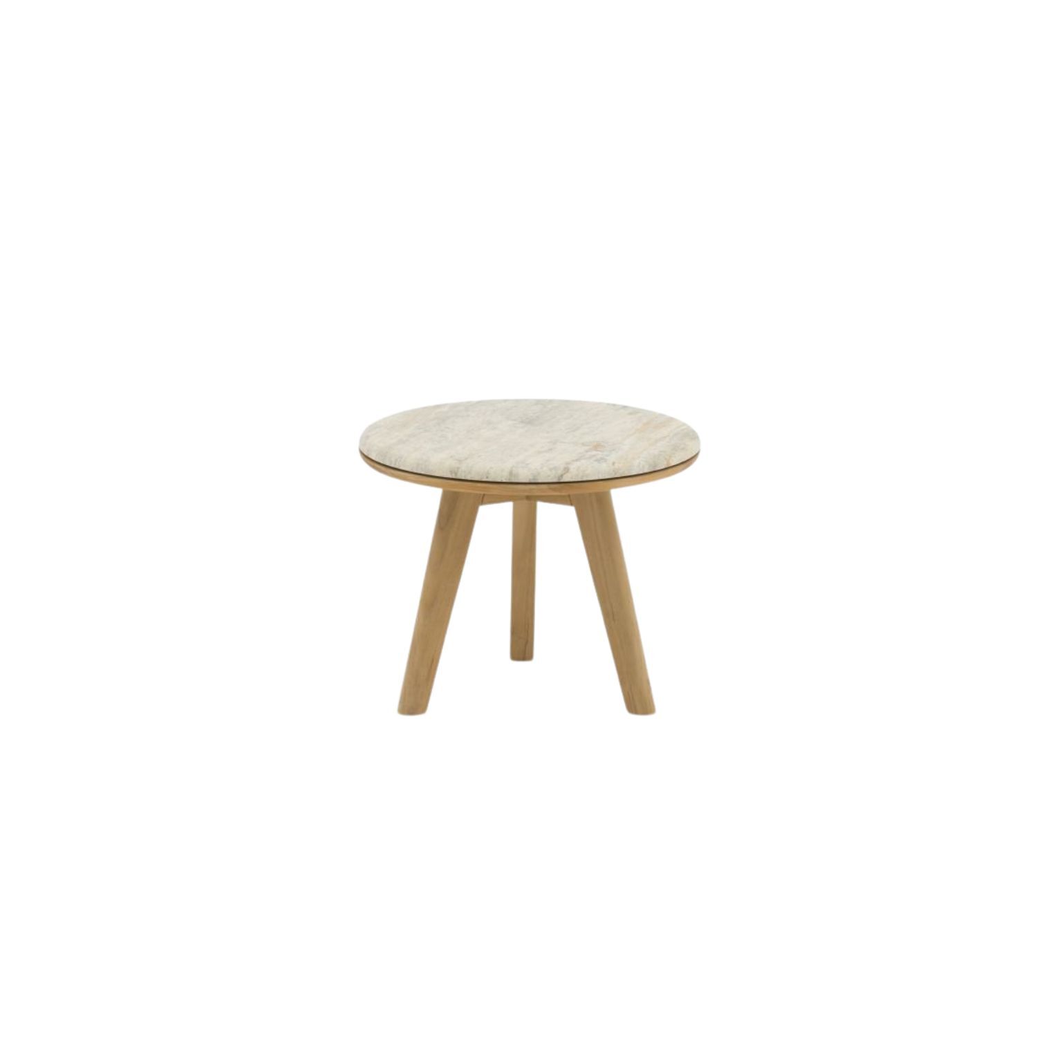 Alani Stone Side Table – Luxury Outdoor Side Table with Travertine Top | Satara