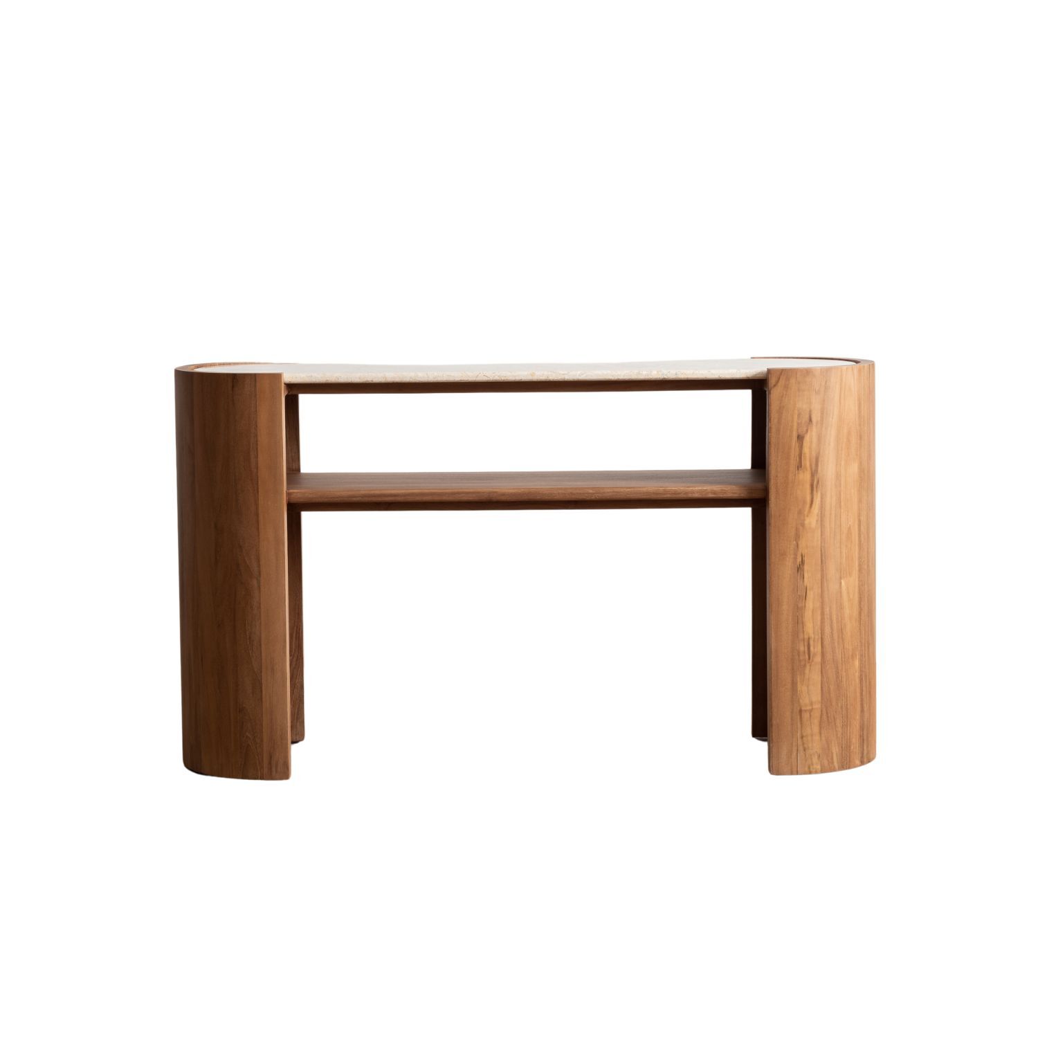 Isak Console - Sleek Design, Teak Base, Marble Top | Satara