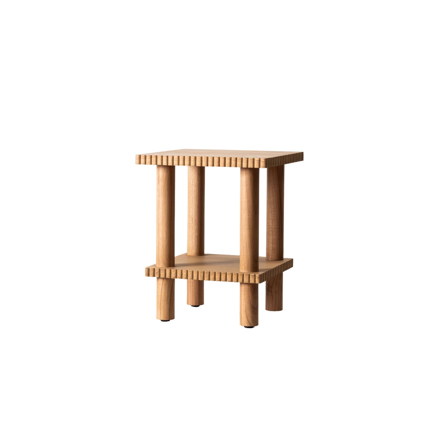 Tombo Side Table - Scalloped Edge Design, Oak, Square | Satara