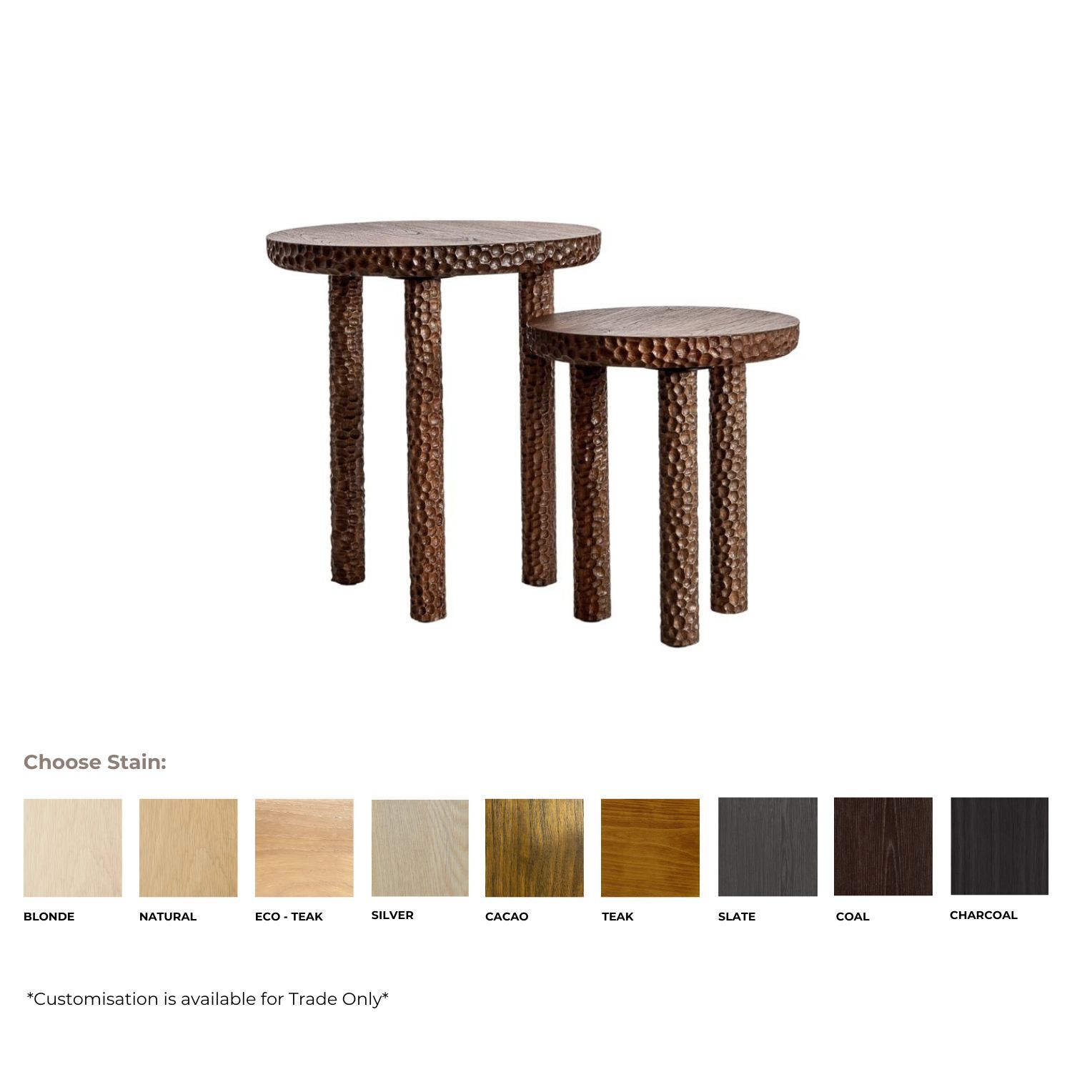 Ali Side Tables - Set/2, Round, 3 Legs, Teak | Satara